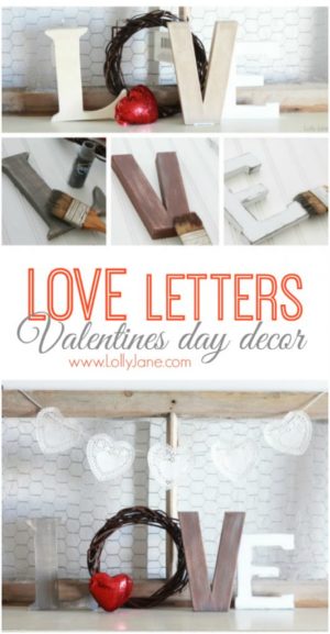 valentines day love letters mantel decor