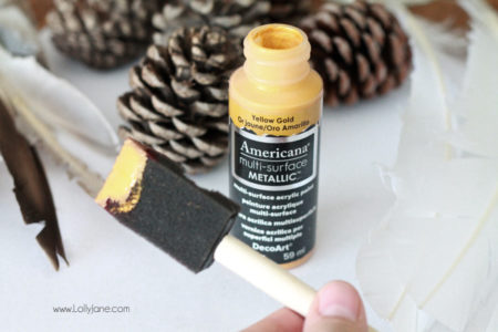 gold dipped glitter feather tutorial - Lolly Jane