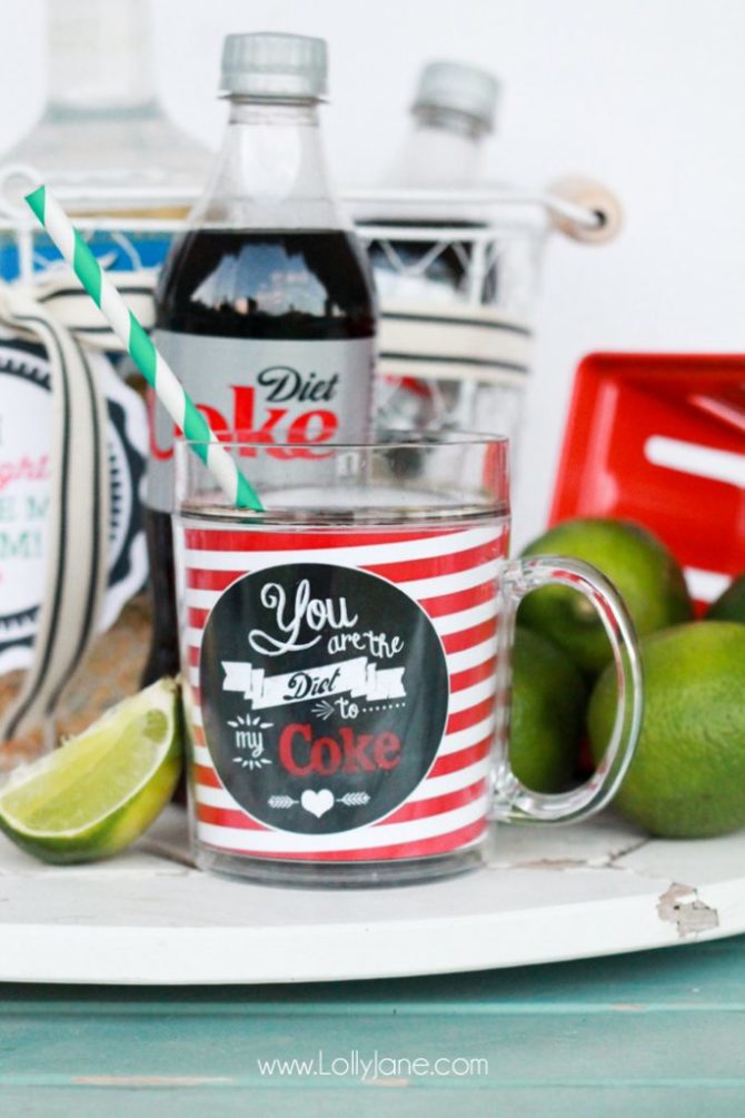 Mothers Day "Soda-lighted" basket with free printable tag!