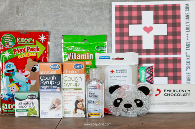 "Sick Kit" ideas + FREE printable tag - Lolly Jane