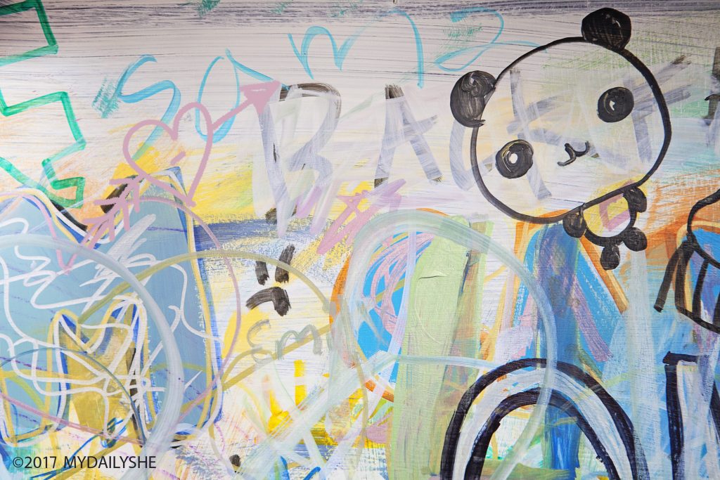 DIY graffiti kitchen island art - Lolly Jane