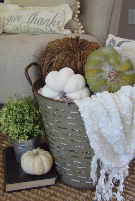9 different ways to to decorate for fall using olive buckets! - Lolly Jane
