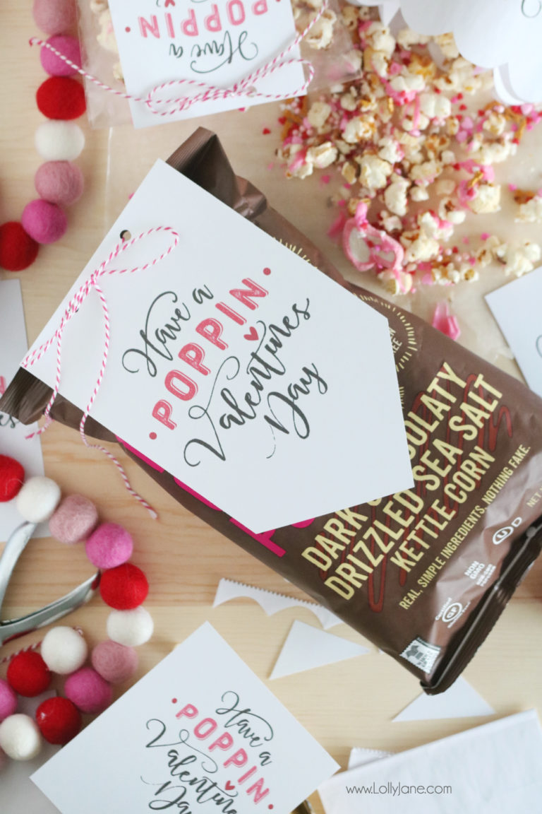 free printable valentines popcorn tag
