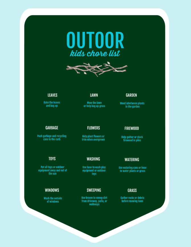 Free Printable Outdoor Kids Chore List - Lolly Jane