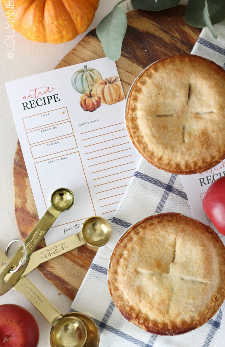 free printable fall recipe cards - Lolly Jane