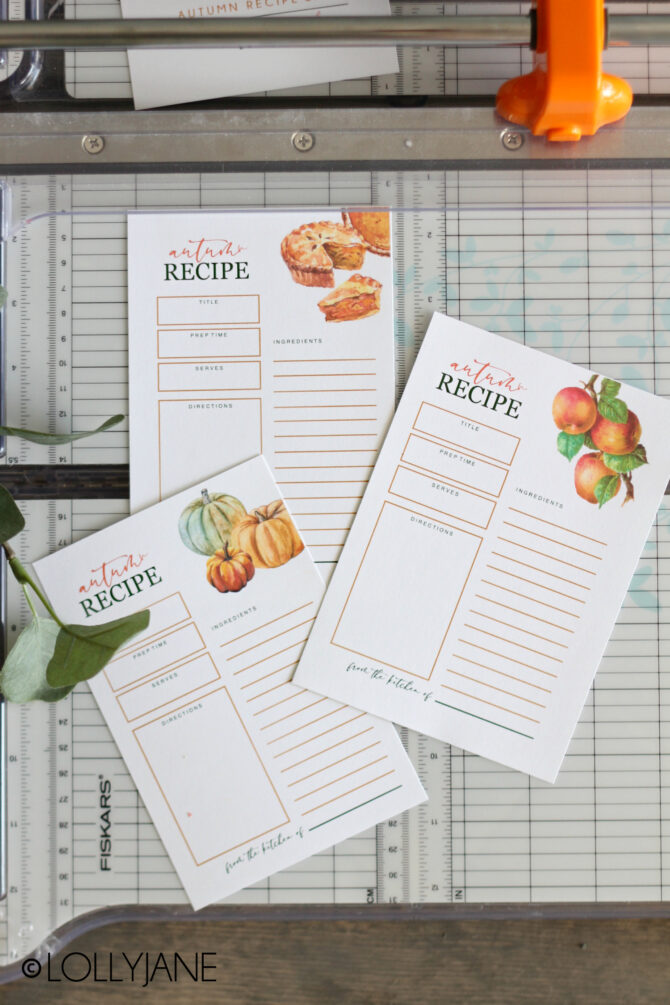 free printable fall recipe cards - Lolly Jane