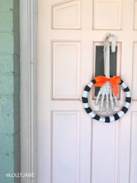 DIY Halloween Skeleton Hand Wreath - Lolly Jane