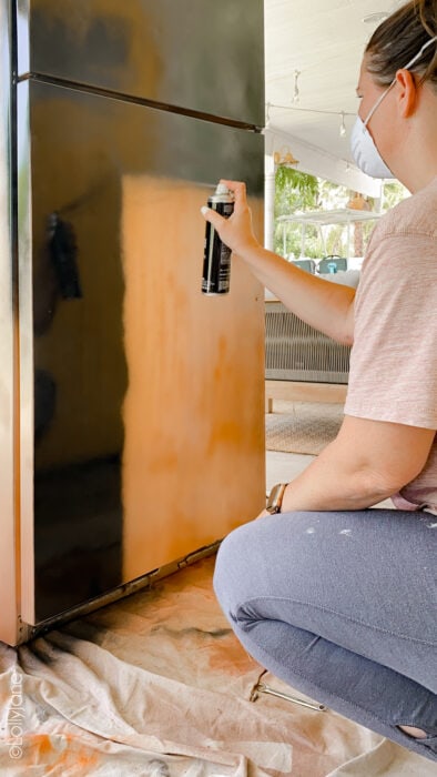 How to Spray Paint a Fridge - Lolly Jane