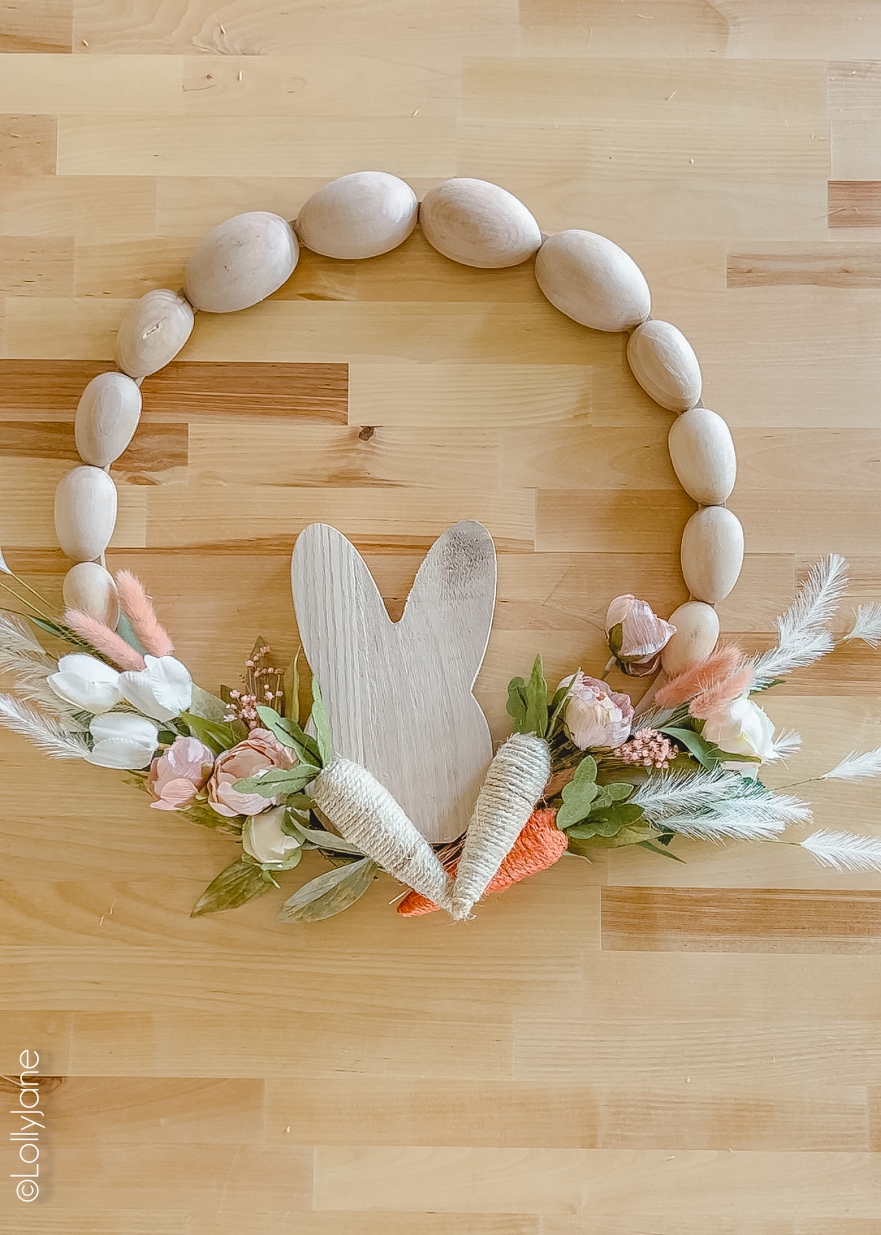 DIY Easter Wood Egg Wreath - Lolly Jane